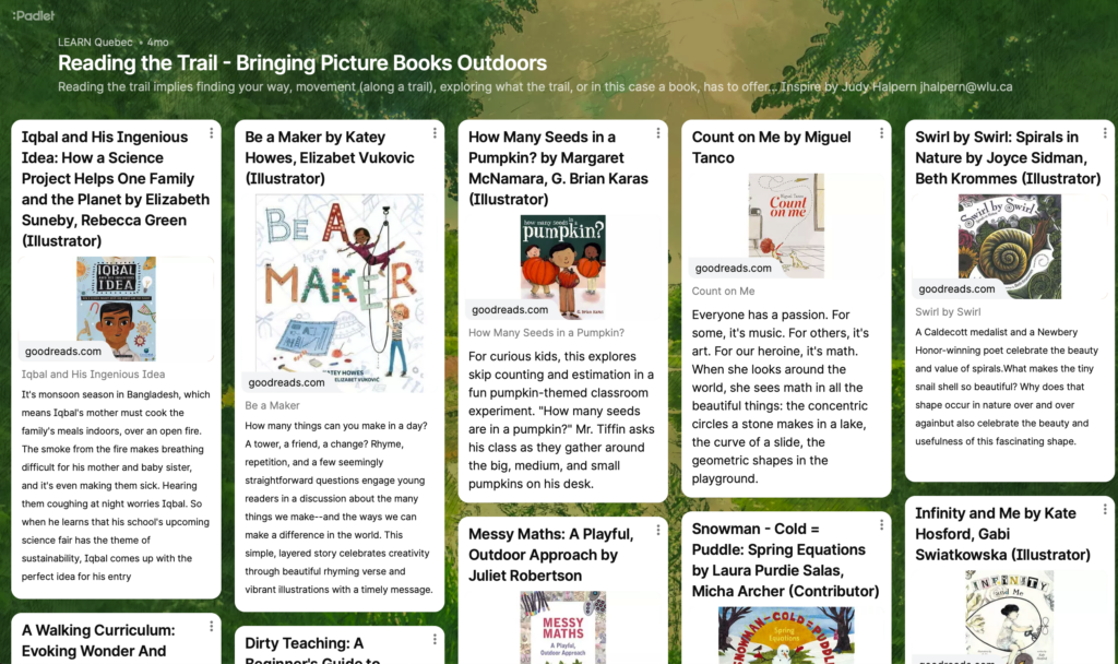Reading the Trail: Bringing Picture Books Outdoors - Educators