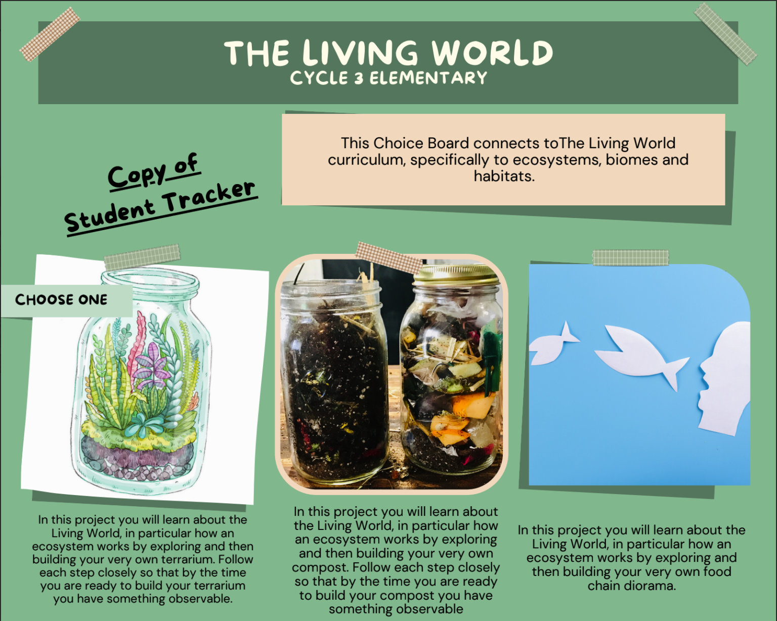 Choice Board: The Living World - Educators